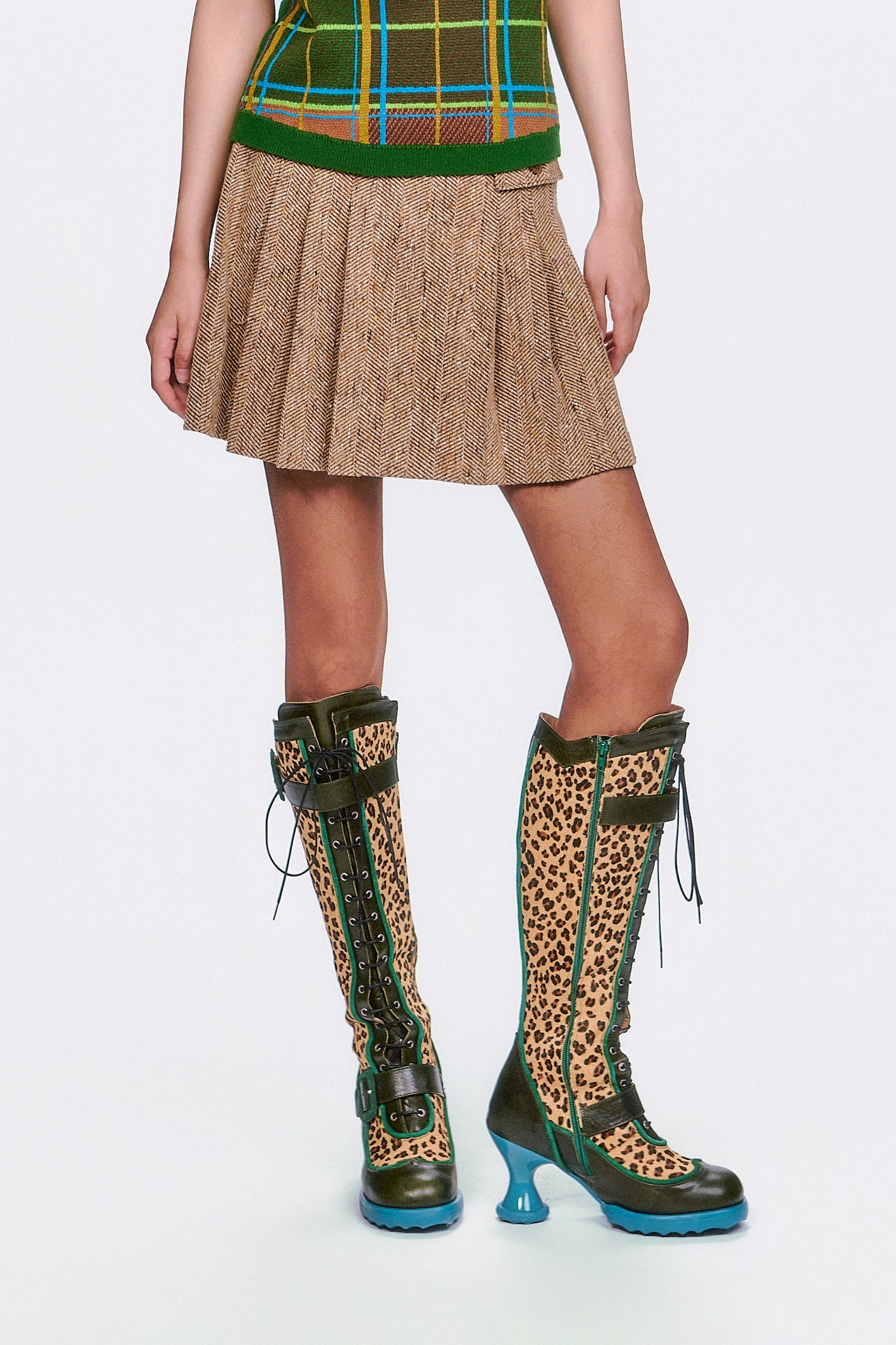 Herringbone Pleated Skirt – Anna Sui