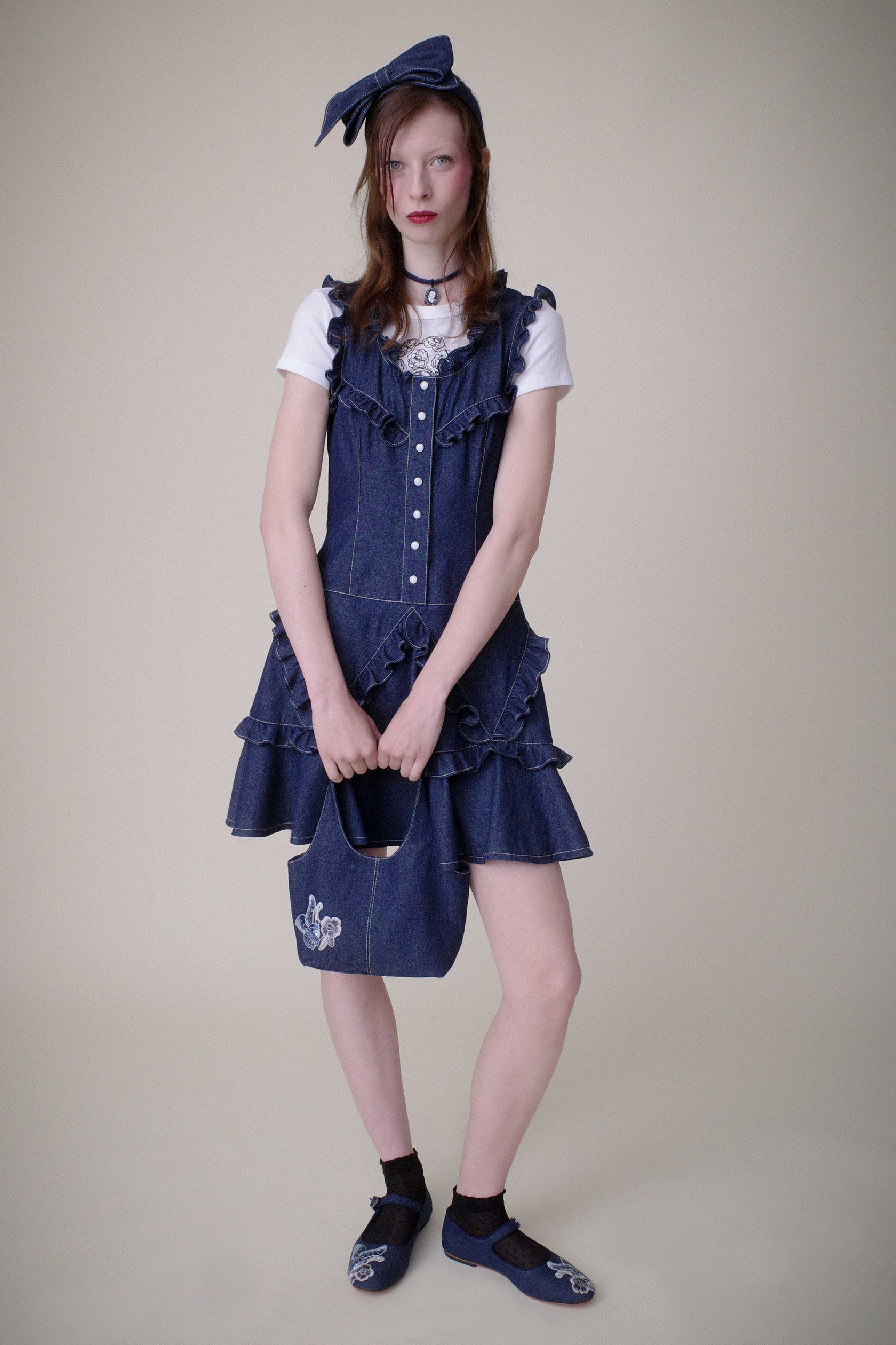 Denim Ruffle Dress – Anna Sui