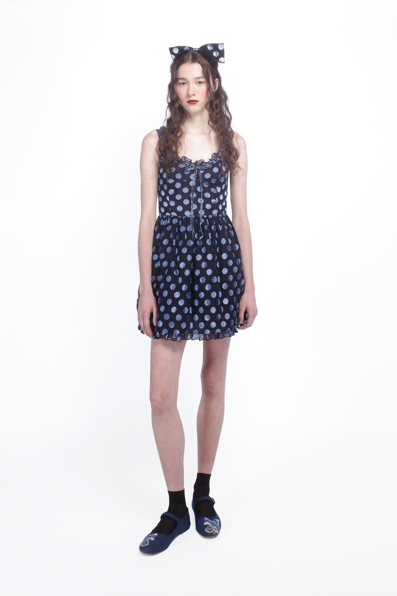 Dot Chiffon Ruffle Mini Dress – Anna Sui
