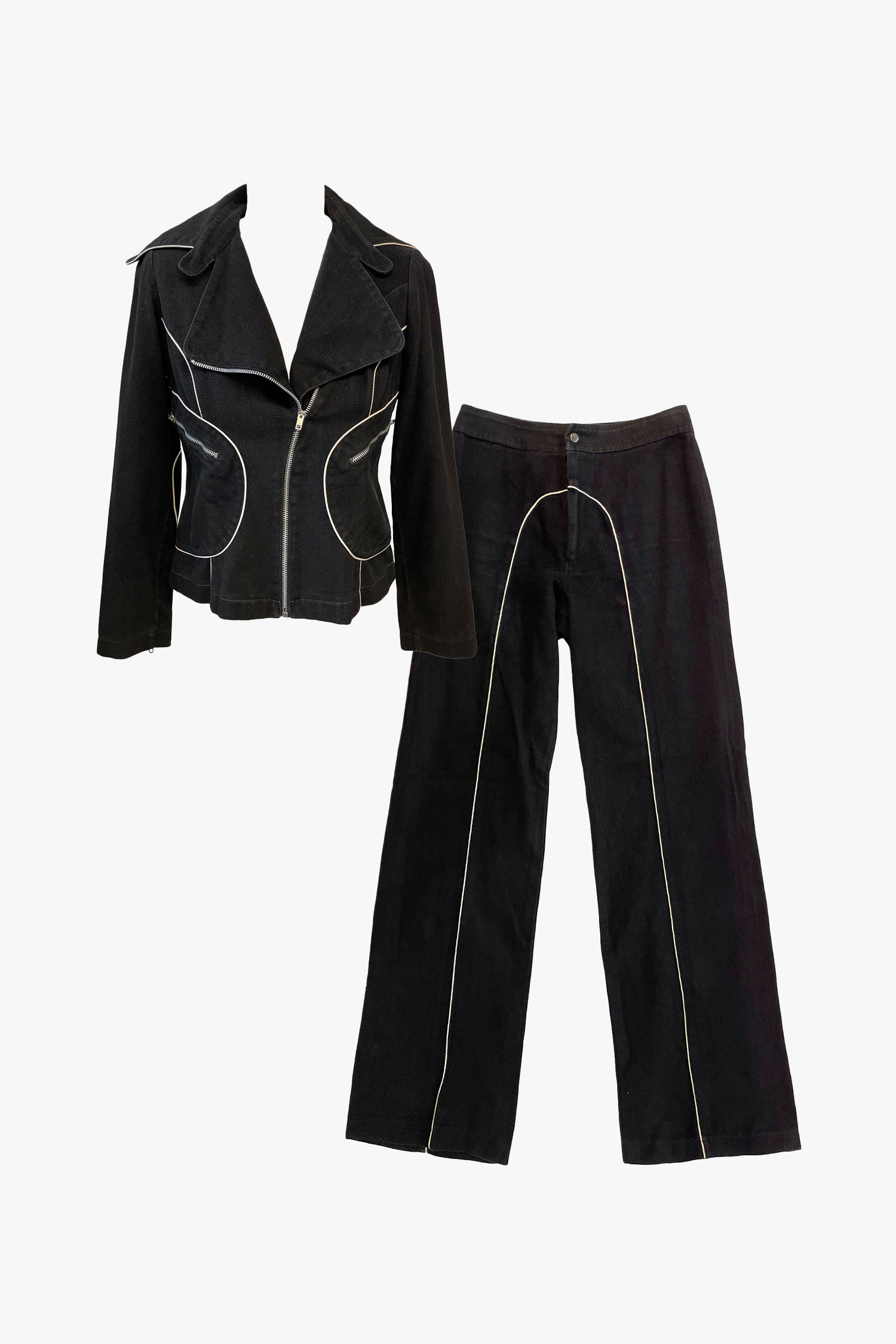 Vintage Roncelli Black Moto Jacket and Pant Set – Anna Sui